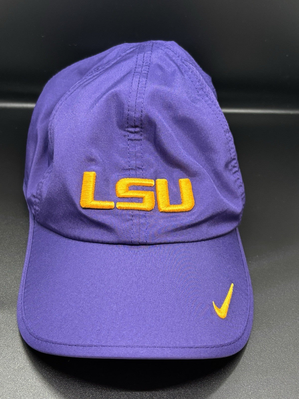 LSU Tigers Football Team Issued Purple Nike Featherlight Dri-Fit Hat C ...